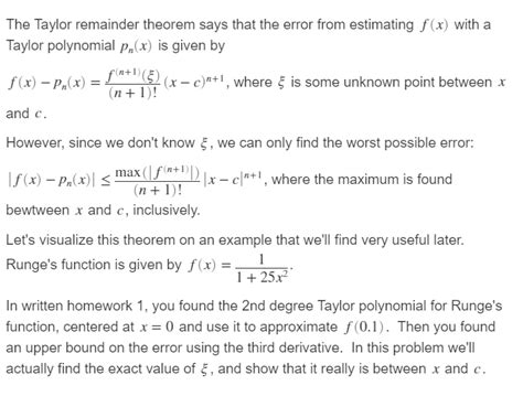 Solved The Taylor Remainder Theorem Says That The Error From