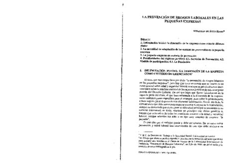 Pdf La Prevención De Riesgos Laborales En Las Pequeñas Empresas