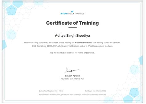 aditya singh sisodiya on linkedin 🎉 completed a web development training program internshala
