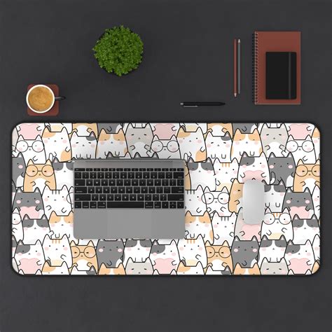 Cat Desk Mat Kawaii Mouse Pad Cute Kawaii Cats Desk Mat Kawaii