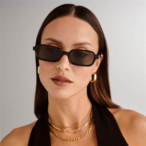 Pilferer Black Uni Sex Rectangle Sunglasses Le Specs