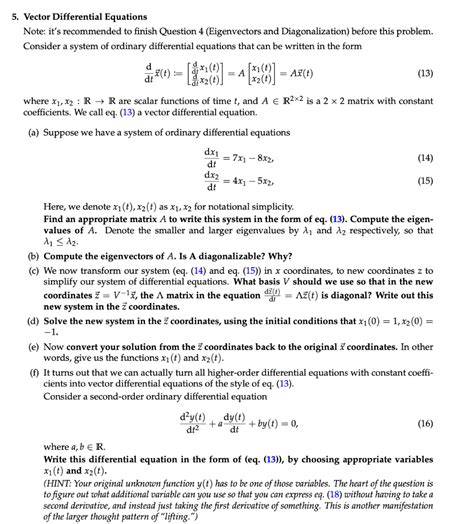 Solved Vector Differential Equations Note It S Chegg