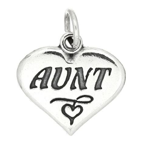 Sterling Silver Aunt Heart Charm Pendant One Sided Charm Etsy