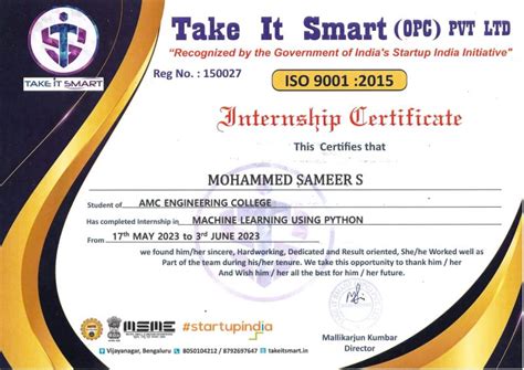 Mohammed Sameer S On Linkedin Internship Takeitsmart Anpr Careergrowth Hustletilltheend