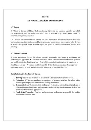 IOT Question Bank Notes Sreyas Institute Of Engineering And Technology Computer Science And