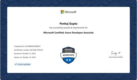 Pankaj Gupta On Linkedin Completed Certification For Azure 204 🎊