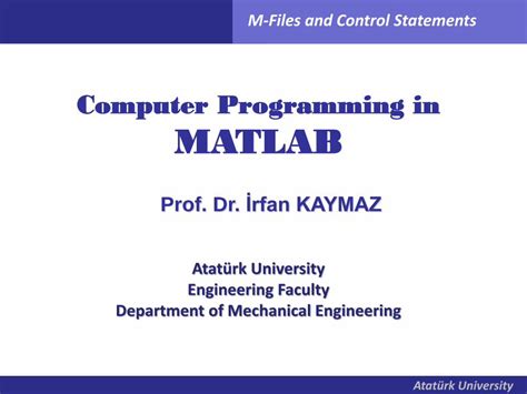 Pdf Computer Programming In Matlab Atatürk Tr