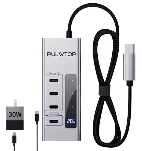 Pulwtop 4 In 1 Usb C To Usb C Hub Support Data 10gbps And Charging Not S