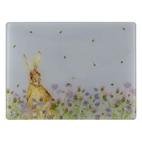 Mosney Mill Hare And Wildflower Glass Worktop Saver British Isles