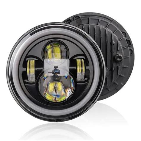 Farol Projetor Universal Led 7 Angel Eyes Com Seta Laranja Ray X Outros Automotivo