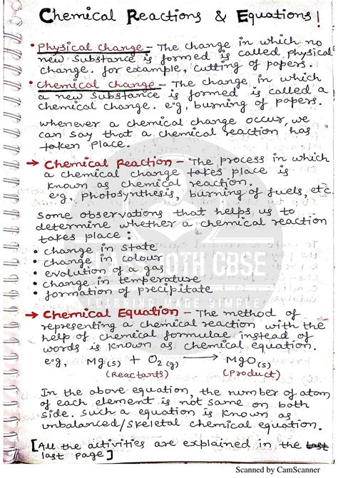 SOLUTION Chemical Reaction And Equation Toppers Handwritten Notes 10th
