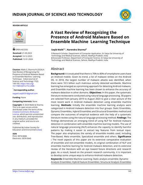 Pdf A Vast Review Of Recognizing The Presence Of Android Malware Based On Ensemble Machine
