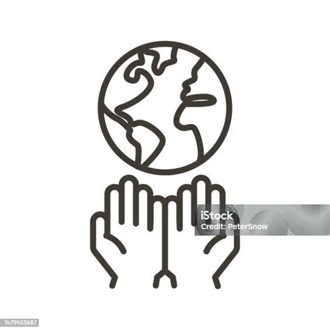 행성 지구 지구 벡터 얇은 선 아이콘을 들고 손 환경 인식 생태학 여행 자유 세계화 자선의 개념에 대한 최소한의 그림 개념에 대한 스톡 벡터 아트 및 기타 이미지 Istock