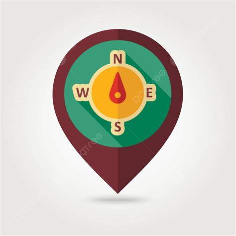 Compass Retro Flat Pin Map Icon Weather Direction Pointer Windrose