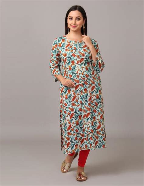 Nayra Women Multicolor Floral Pure Cotton Straight Kurta Jiomart