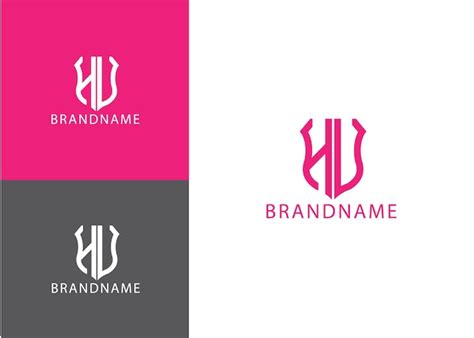 Modelo De Design De Logotipo Nu De Letra Inicial De Monograma Moderno Vetor Premium