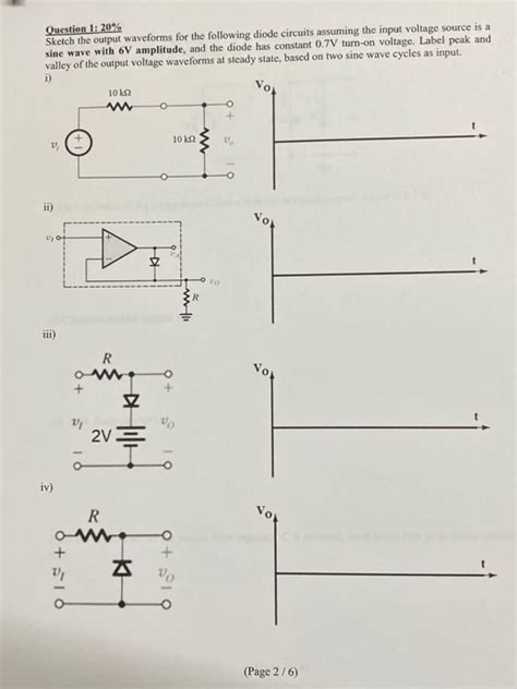 Solved Question 1 20 Sketch The Output Waveforms For The