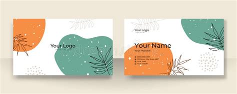 Business Card Design With Elegant Organic Pattern Modern Concept With Tan Nude Beige Champagne