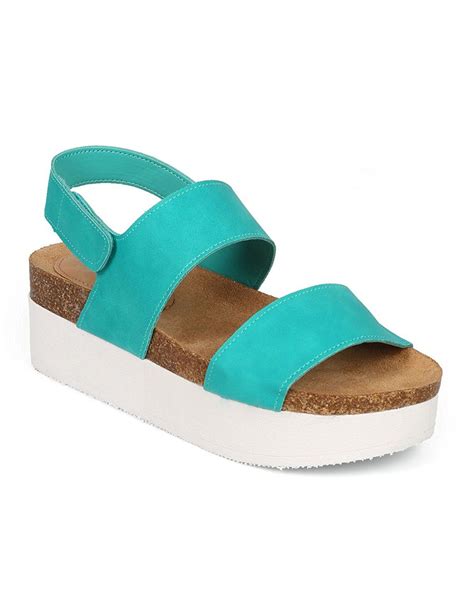 Breckelles CF14 Women Leatherette Two Tone Open Toe Double Band