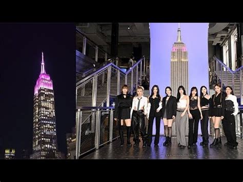 twice亲自拨动开关点亮帝国大厦应援灯twice登上帝国大厦顶层跳set me free美国时代广场展示巨幅LED广告牌为twice