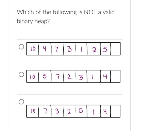 Which Of The Following Is Not A Valid Binary Heap 이