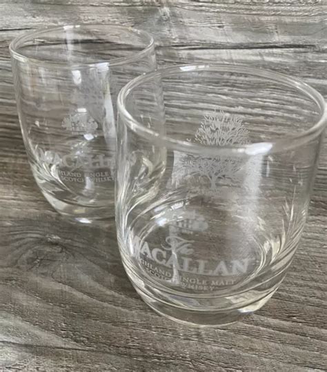 Rare Macallan Oak Tree Design Exclusive Whisky Glasses X 2 Ex