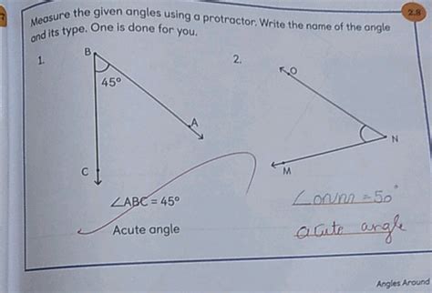 Measure The Given Angles Using A Protractor StudyX