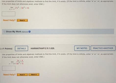 Solved Use Properties Of Limits And Algebraic Methods To
