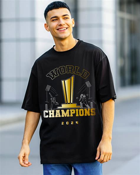 Buy Mens Black World Champion Graphic Printed Oversized T Shirt Online