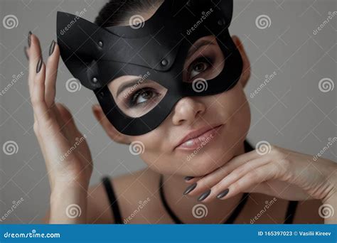 Brunette Girl In A Cat Mask Stock Image Image Of Domina Fetish