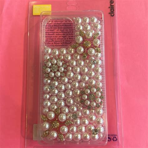Claires Cell Phones And Accessories Crystal Pearl Flowers Bling