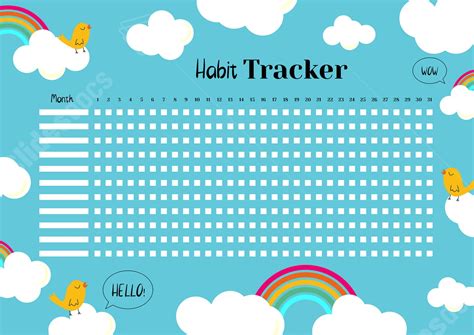 Monthly Check In Table For Blue Rainbow Word Template And Google Docs For Free Download