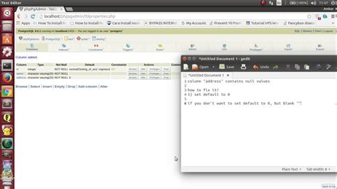 Postgresql Error Column Address Contains Null Values When Trying To