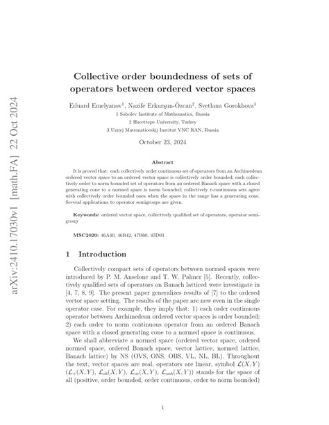 Pdf Collective Order Boundedness Of Sets Of Operators Between Ordered