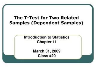 Ppt Chapter The T Test For Two Independent Samples Powerpoint
