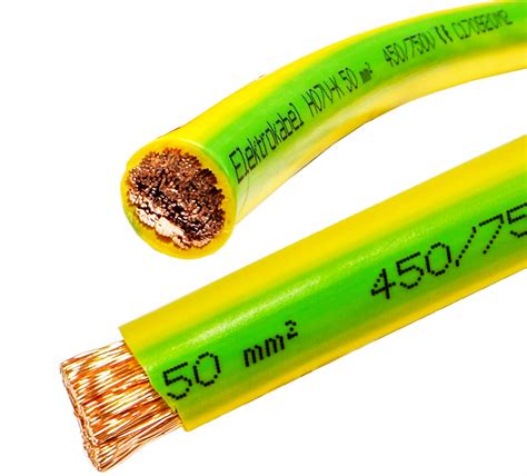 Przewód linka LGY 1 x 50 mm 50mm żółty zielon 450V T0161 LGY 1 X 50 Ż