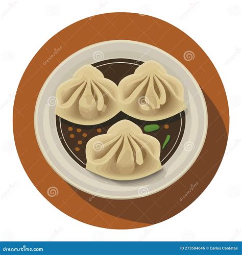 Veg Momos 2d Simple Flat Illustration Indian Food Stock Illustration
