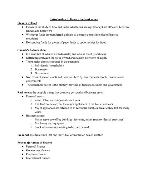 Chapter 9 Lectures And Examples Introduction To Finance Textbook