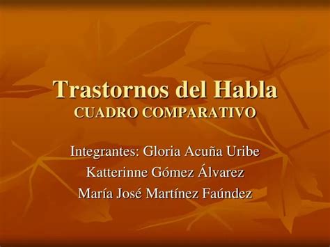 PPT Trastornos Del Habla CUADRO COMPARATIVO PowerPoint