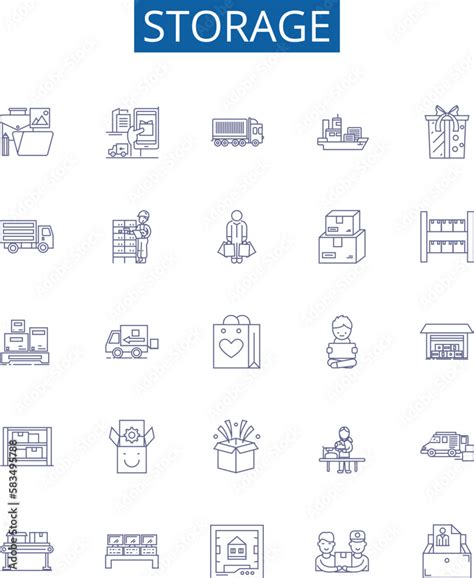 Storage Line Icons Signs Set Design Collection Of Storage