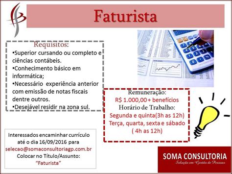 Soma Consultoria Vaga Para FATURISTA