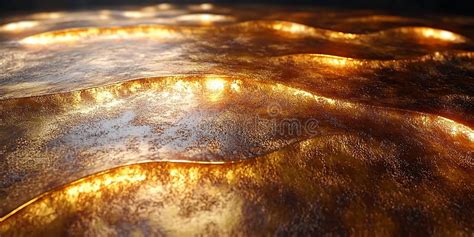 Golden Undulating Surface With A Metallic Texture Reflecting Light In