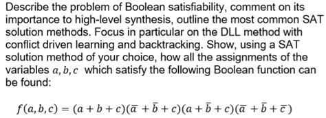 Describe The Problem Of Boolean Satisfiability