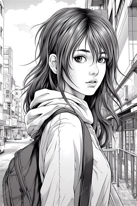Premium Ai Image Anime Girl Coloring Page Unleash Your Creativity