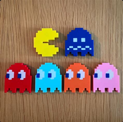 8bit Pacman Vulnerable Ghost Fidget Toy With Magnet Blue Ghost By