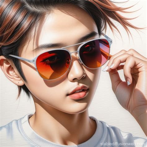 Japanese Student In Sunglasses And White T Shirt Stable Diffusion Online