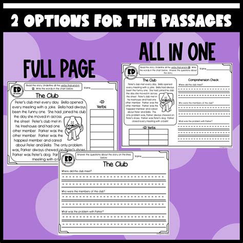 Inflectional Endings Passages With Comprehension Questions ED ING And
