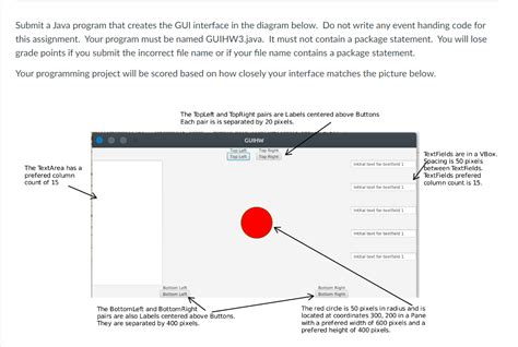 solved submit a java program that creates the gui interface