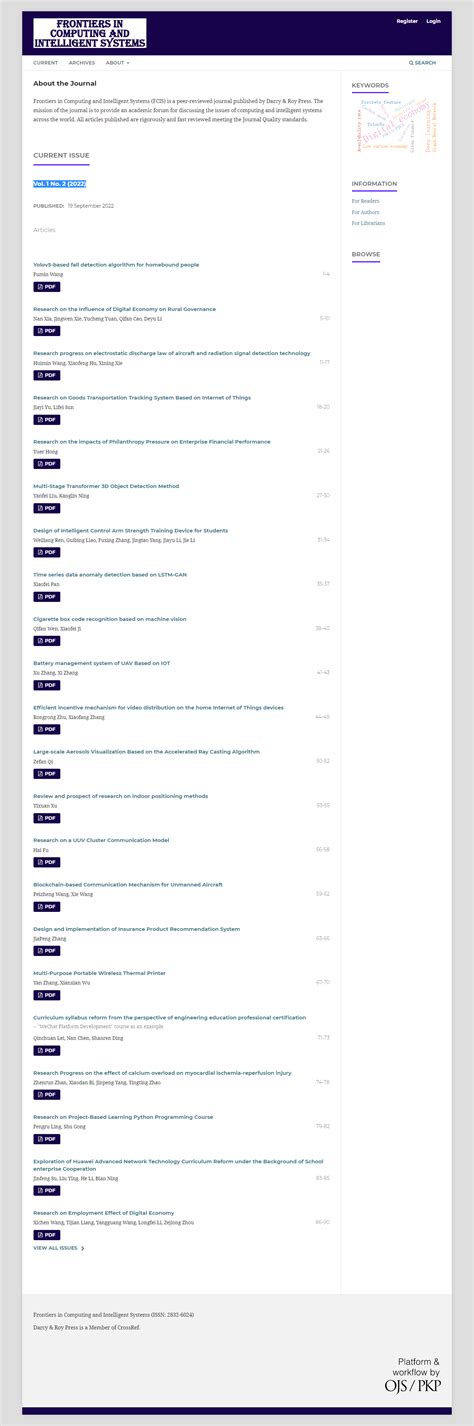 Frontiers In Computing And Intelligent Systems Fcis Issn 2832 6024 知乎