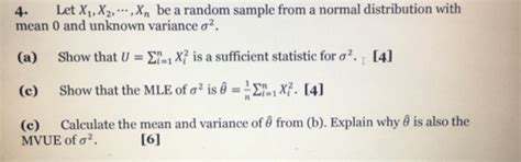 4 let x1 x2 xn be a random sample from a normal distribution